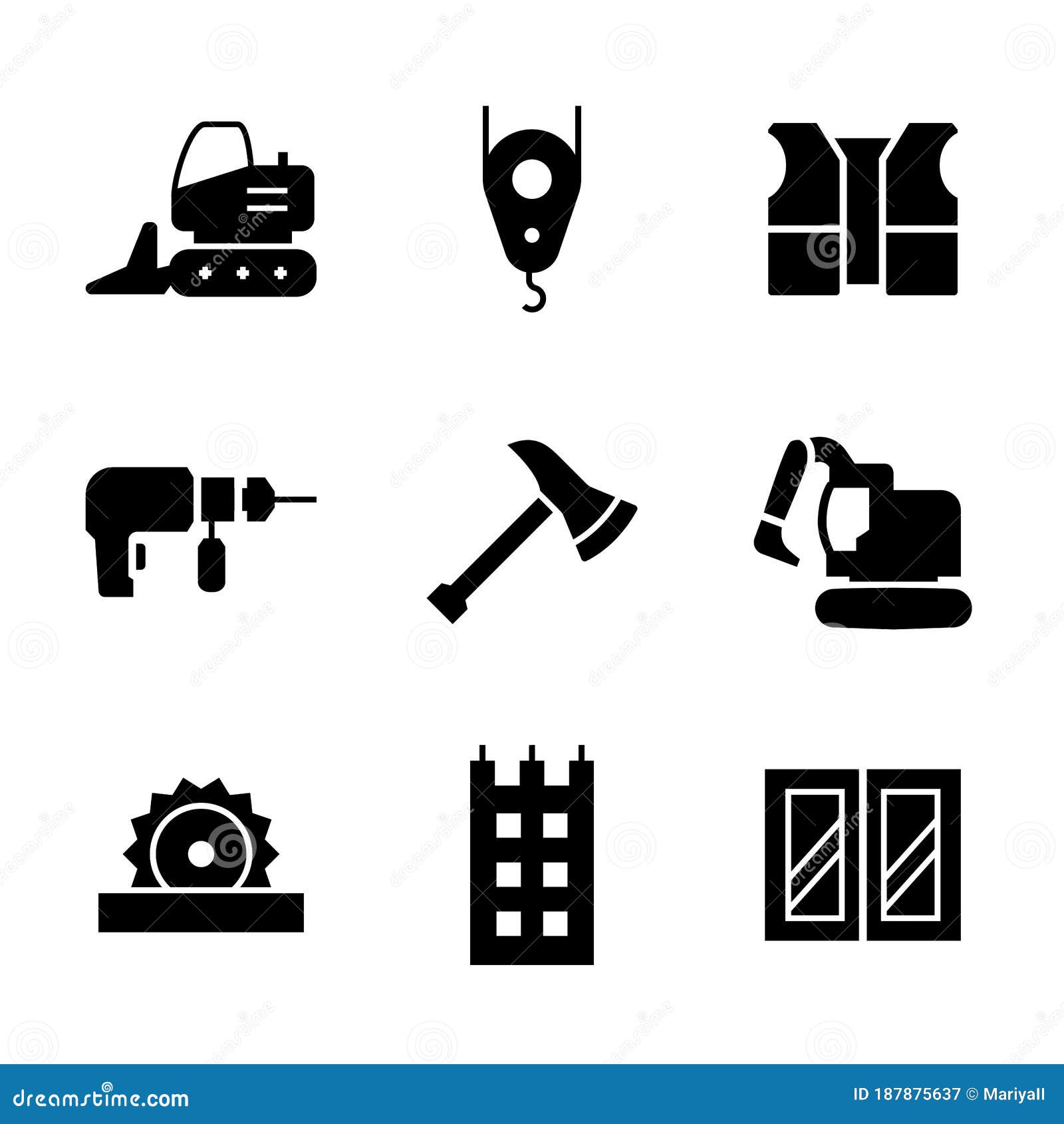 Vector Icon Set of Construction,repair in Flat Style Stock Vector ...