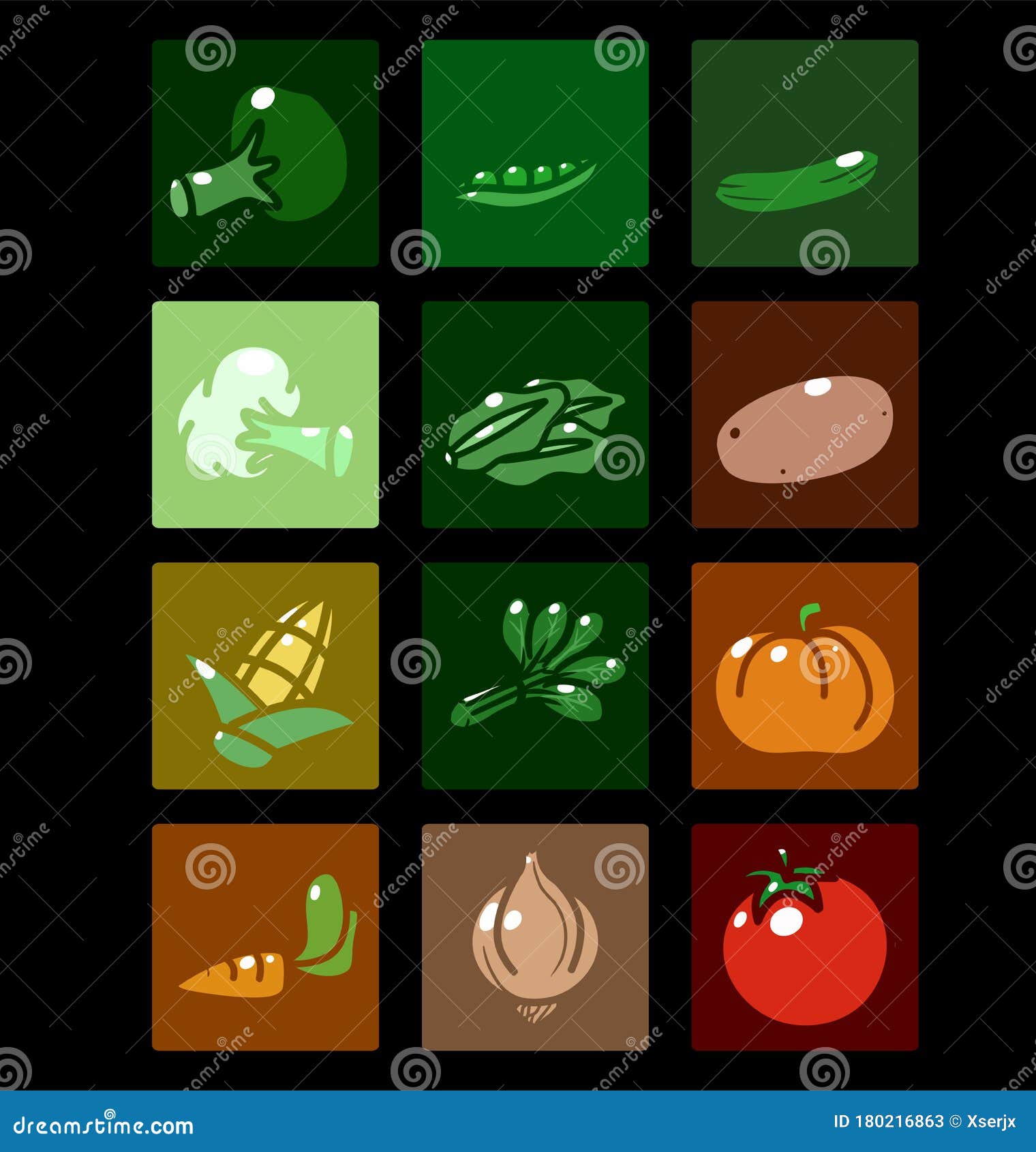 Vector Icon Set of Different Vegetables Isolated Stock Vector ...