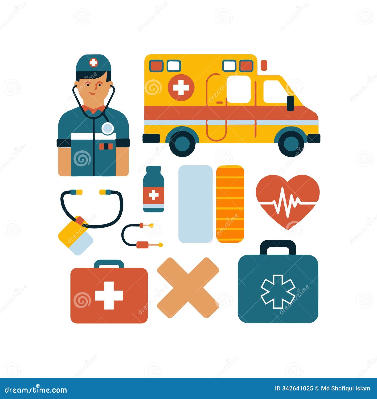 Vector Icon Set of Emergency Medical Symbols Stock Illustration ...
