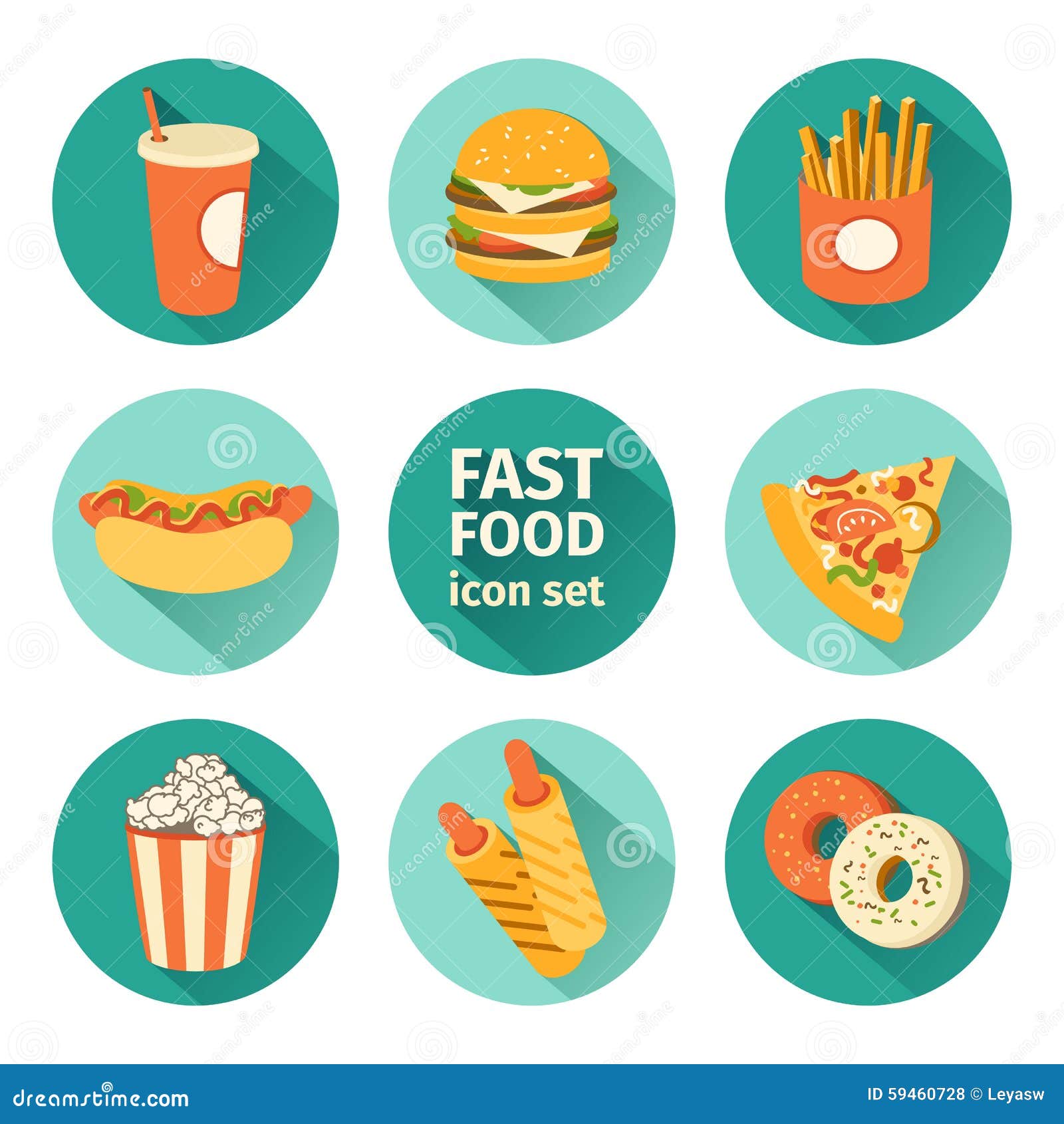 Vector Icon Set Fast Food. Flat Design Stock Vector - Illustration of ...