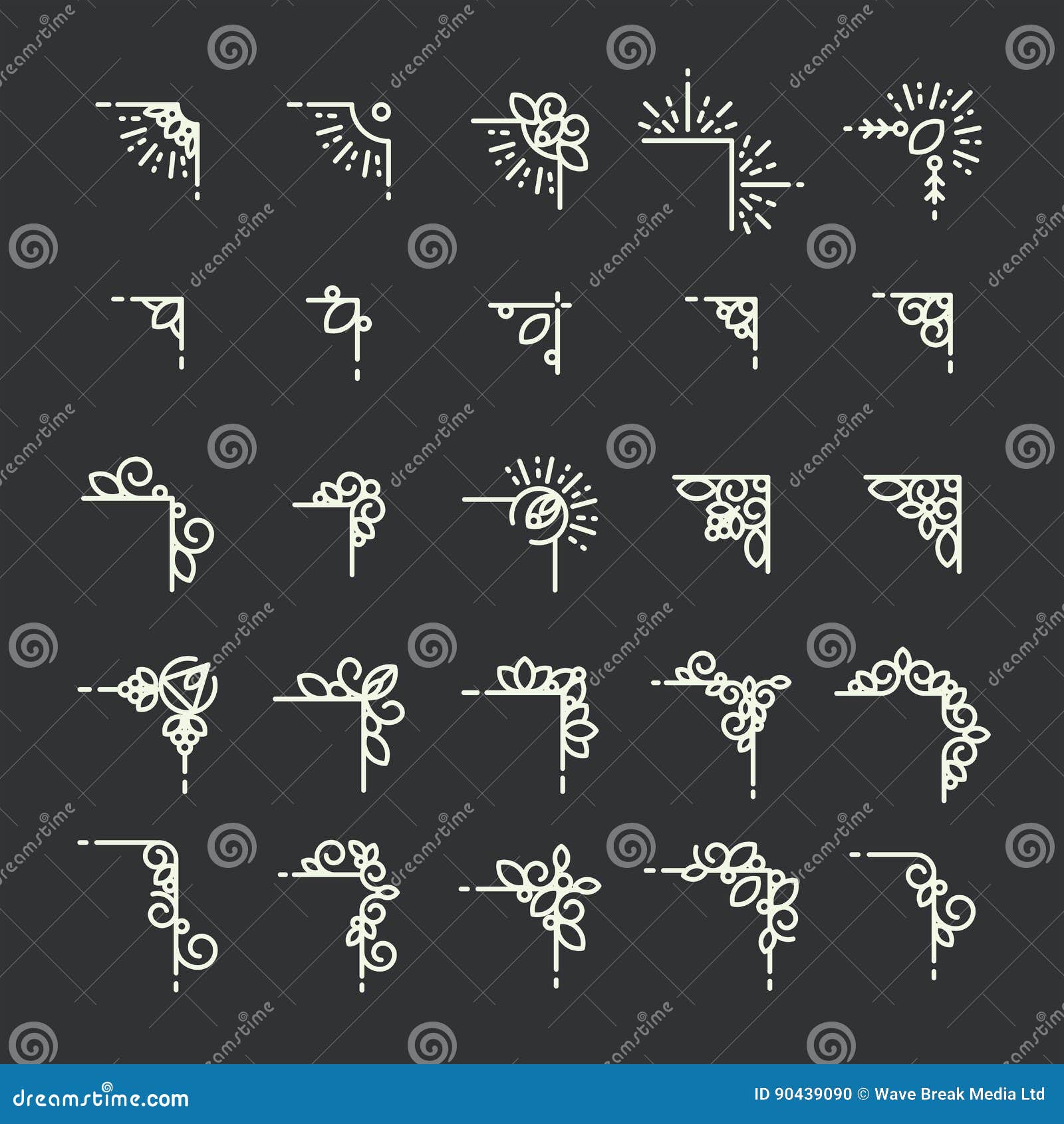 Vector Icon Set of Frame Corners Stock Vector - Illustration of design ...