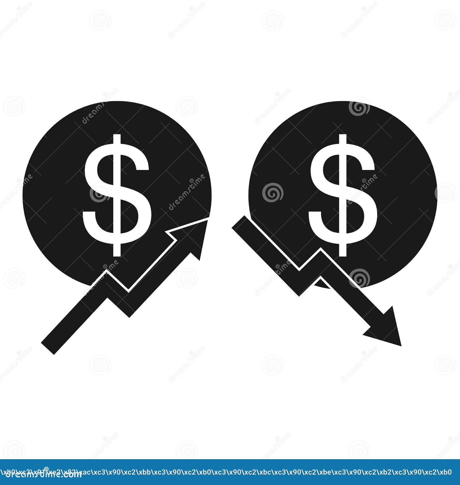Vector Icon Set of a Graph of the Rising and Falling Currency of the ...