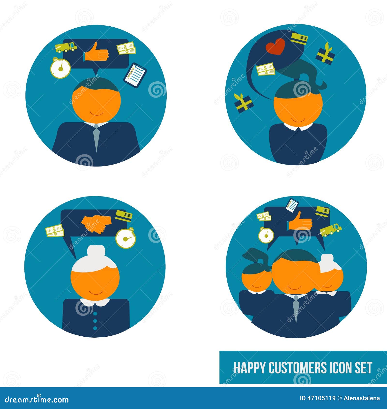 Vector Icon Set Happy Customers Stock Vector - Illustration of ...