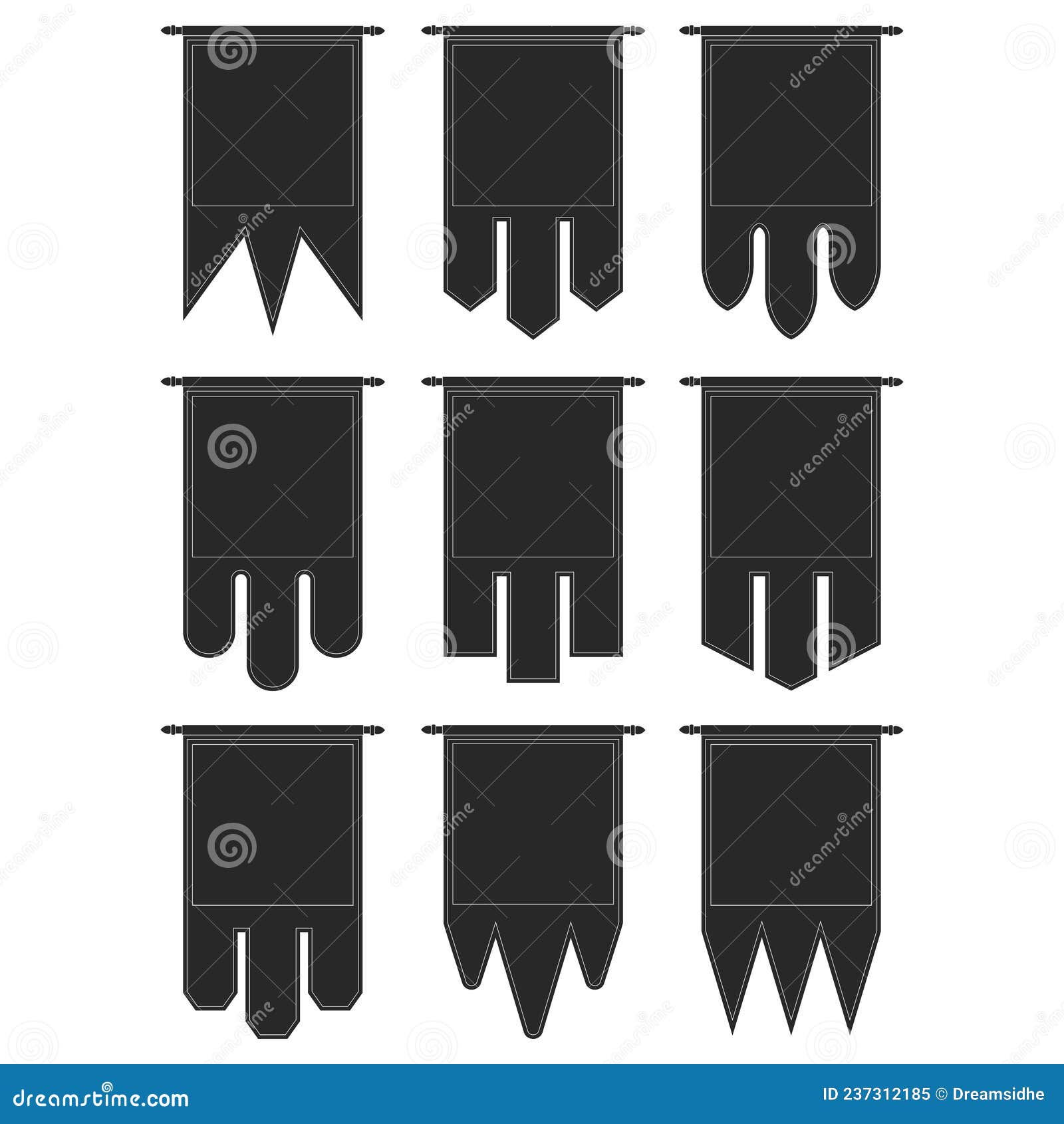 Vector Icon Set with Heraldic Flags Stock Vector - Illustration of pennant, icon: 237312185