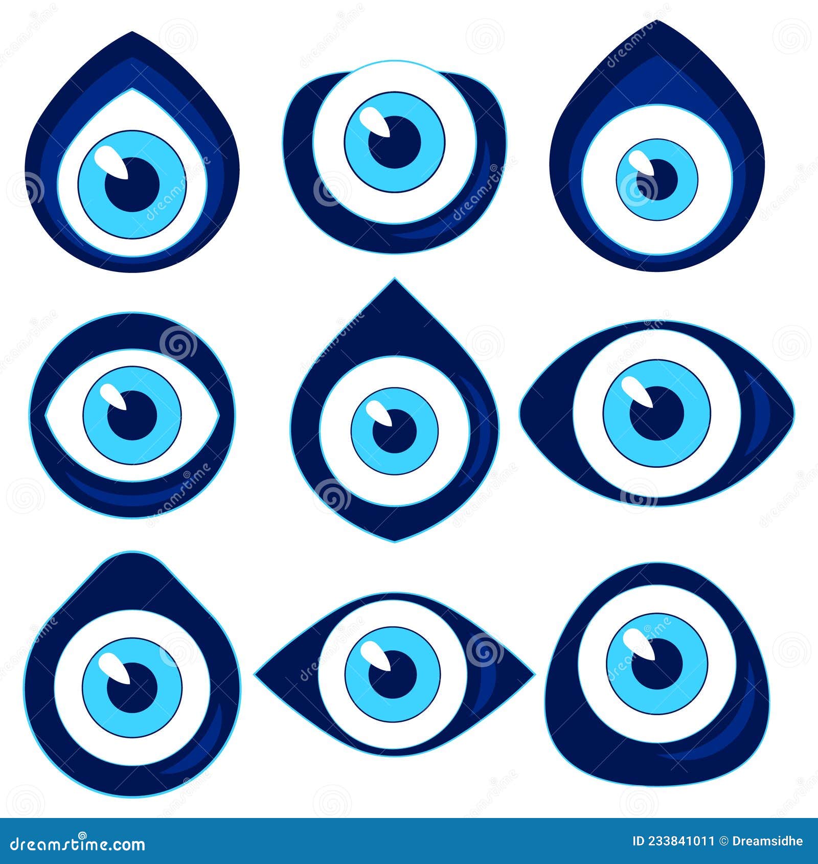 Vector Icon Set with Nazar Amulet Stock Vector - Illustration of circle ...