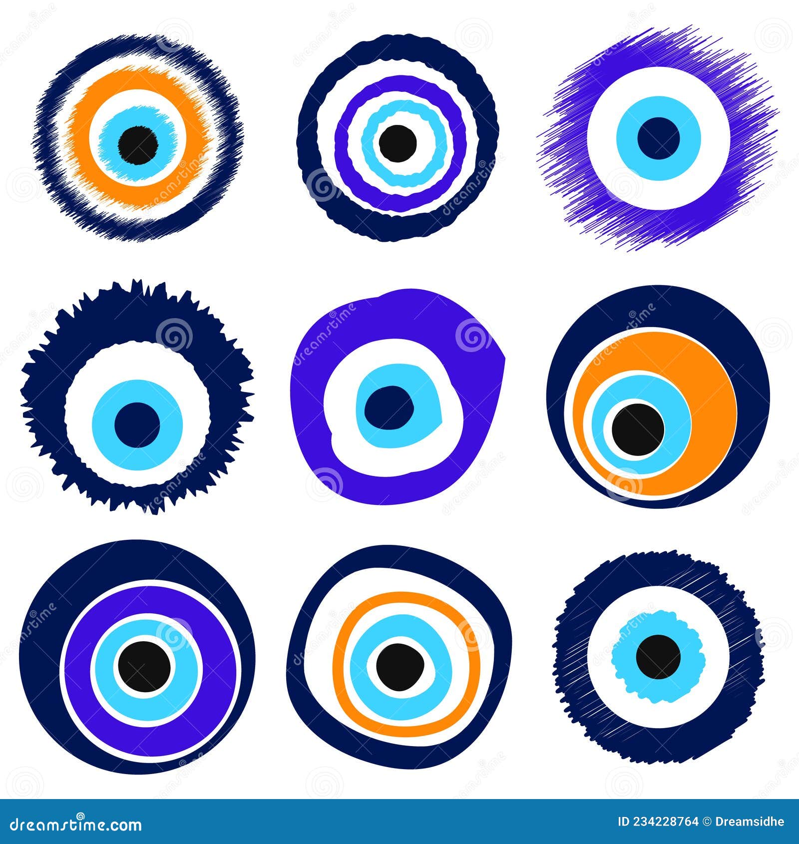 Vector Icon Set with Nazar Amulet Stock Vector - Illustration of ...