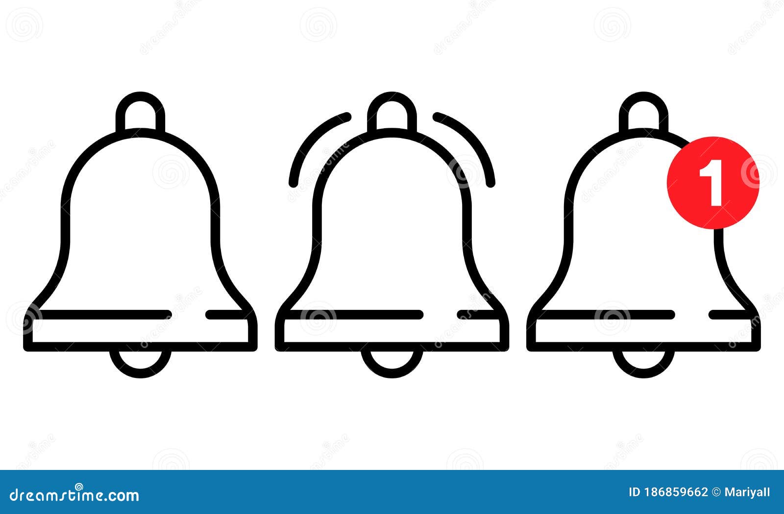 Vector Icon Set of Notification, Incoming Message, Ringing Bell in Line ... Vector Icon Set of Notification, Incoming Message, Ringing Bell in Line ...