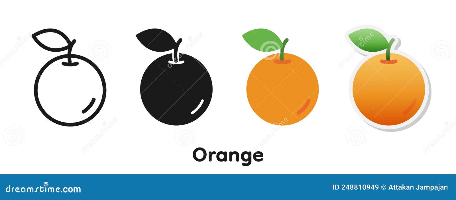 Vector icon set of Orange. stock vector. Illustration of fresh - 248810949