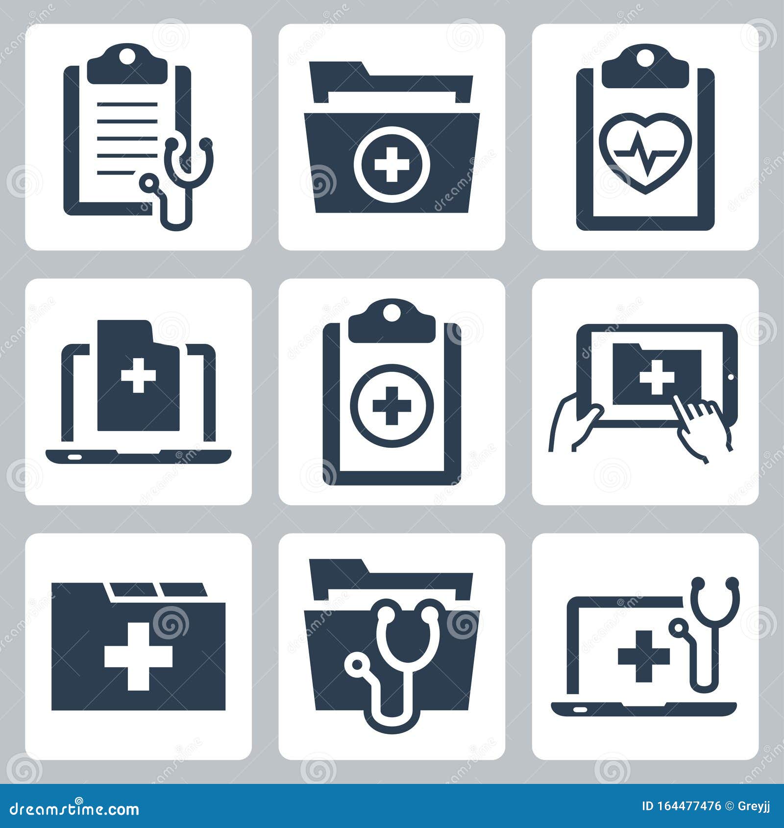 Icons of Patient Medical Record Stock Vector - Illustration of network ...