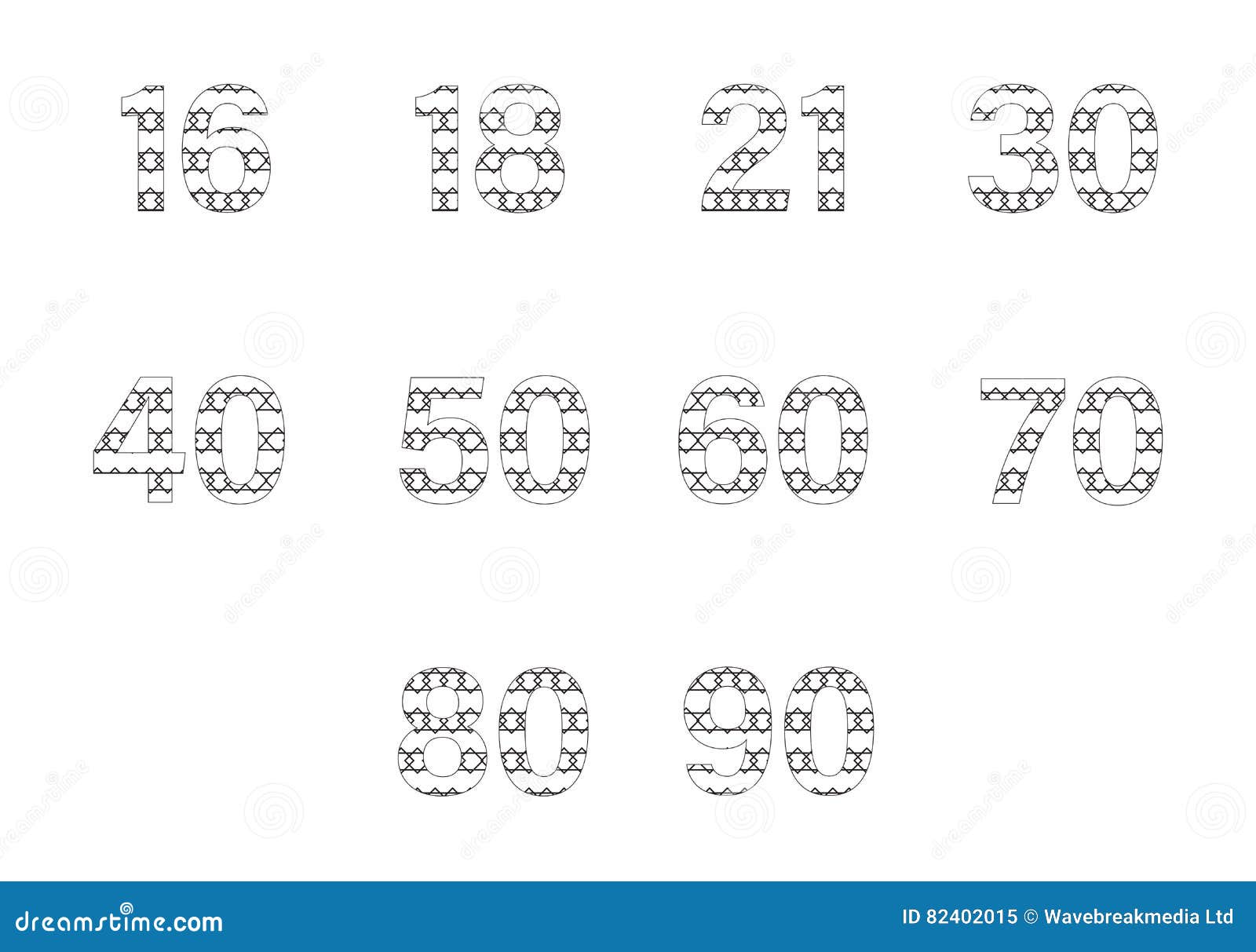 Vector Icon Set for Patterned Numbers Stock Vector - Illustration of ...