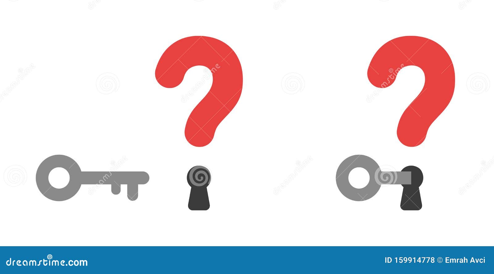 Vector Icon Set of Question Mark with Keyholes and Lock or Unlock Stock ...