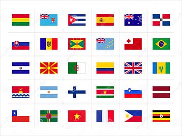 Vector Set of Rectangular Icons. Flags of All Countries and Continents ...