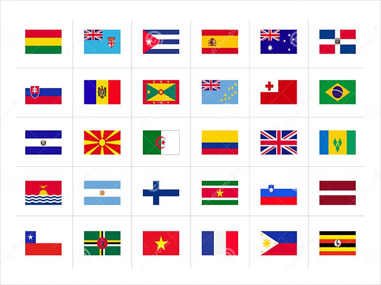 Vector Set of Rectangular Icons. Flags of All Countries and Continents ...