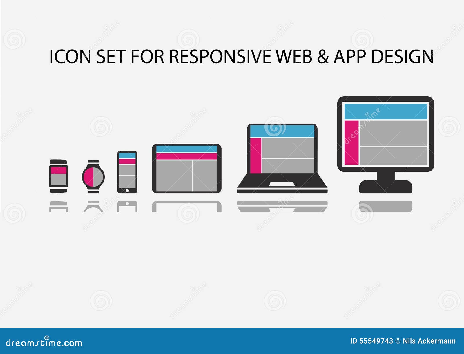 Vector Icon Set for Responsive App Development and Web Development on ...