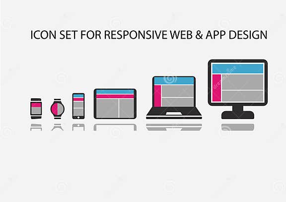 Vector Icon Set for Responsive App Development and Web Development on ...