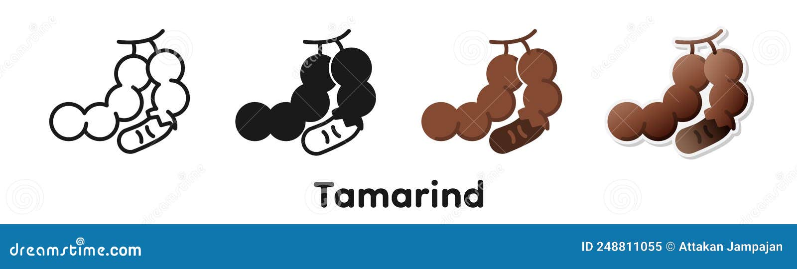 Vector Icon Set of Tamarind. Stock Vector - Illustration of fruit ...