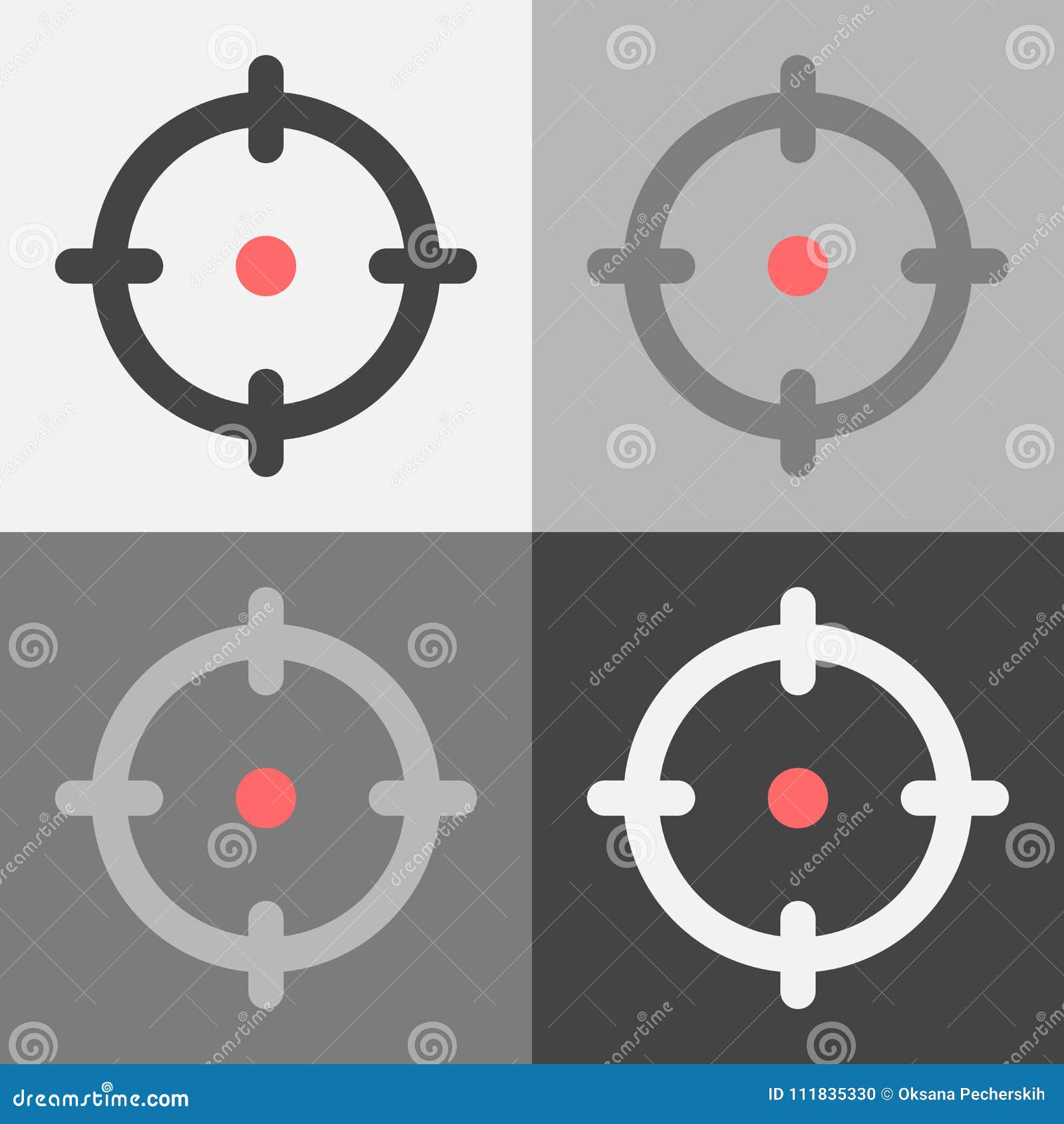 Vector Icon Set of the Target Stock Vector - Illustration of center ...