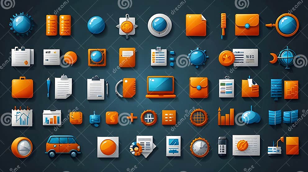 Various Business-related Objects Stock Illustration - Illustration of ...