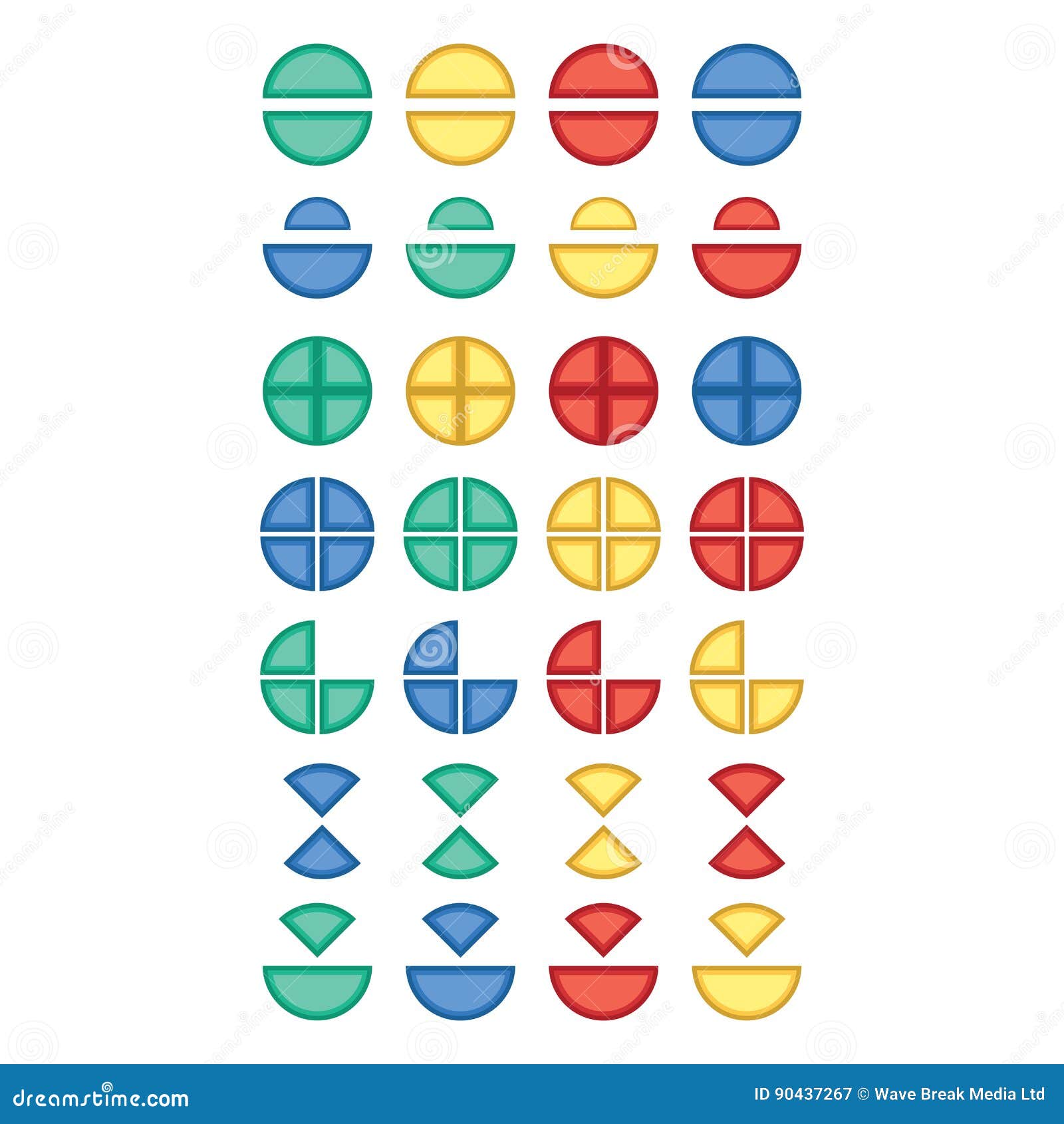 Vector Icon Set of Various Multi Color Parts of Circle Stock Vector ...