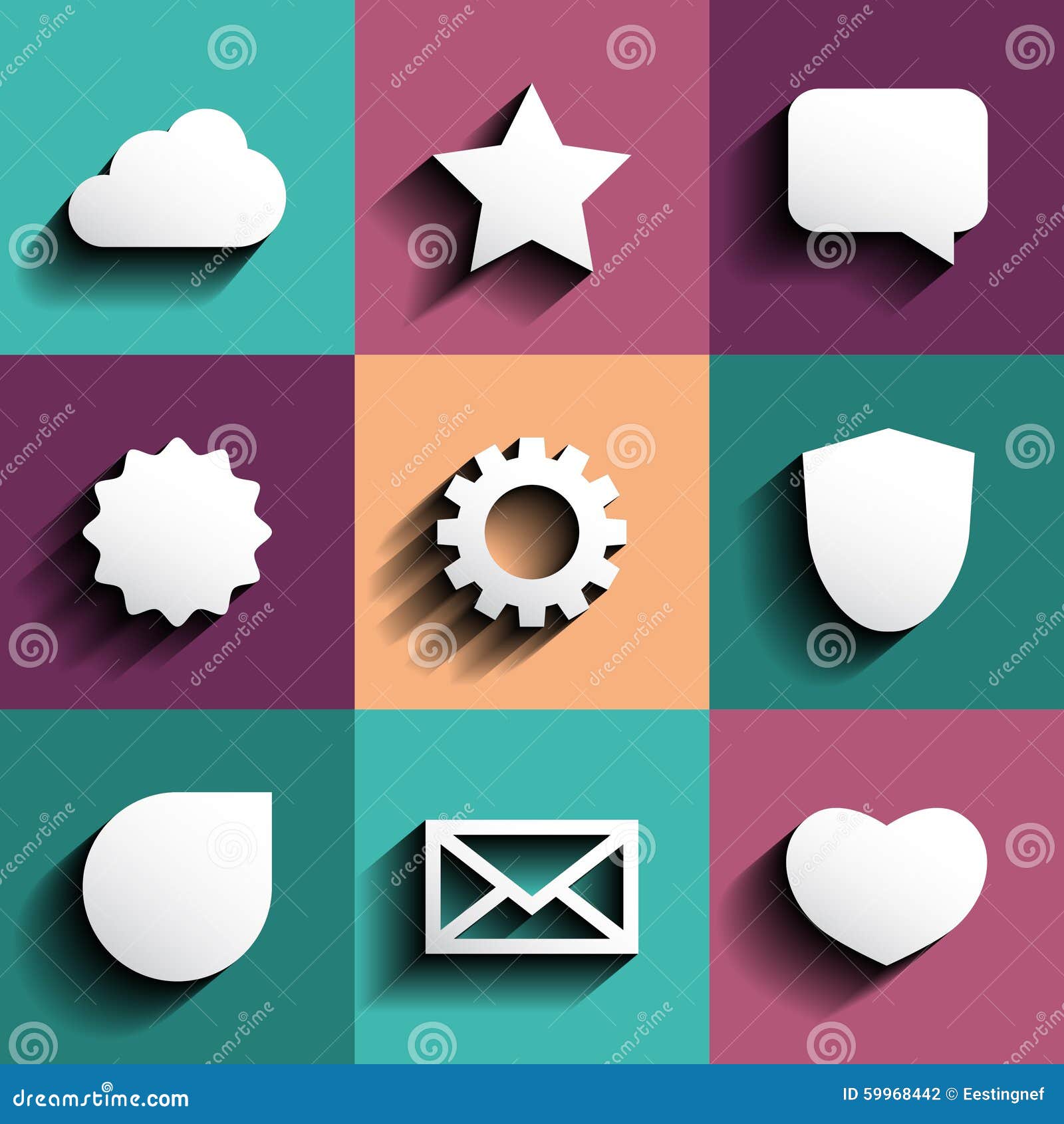 Vector Icon Set White with Shadow Stock Vector - Illustration of shadow ...