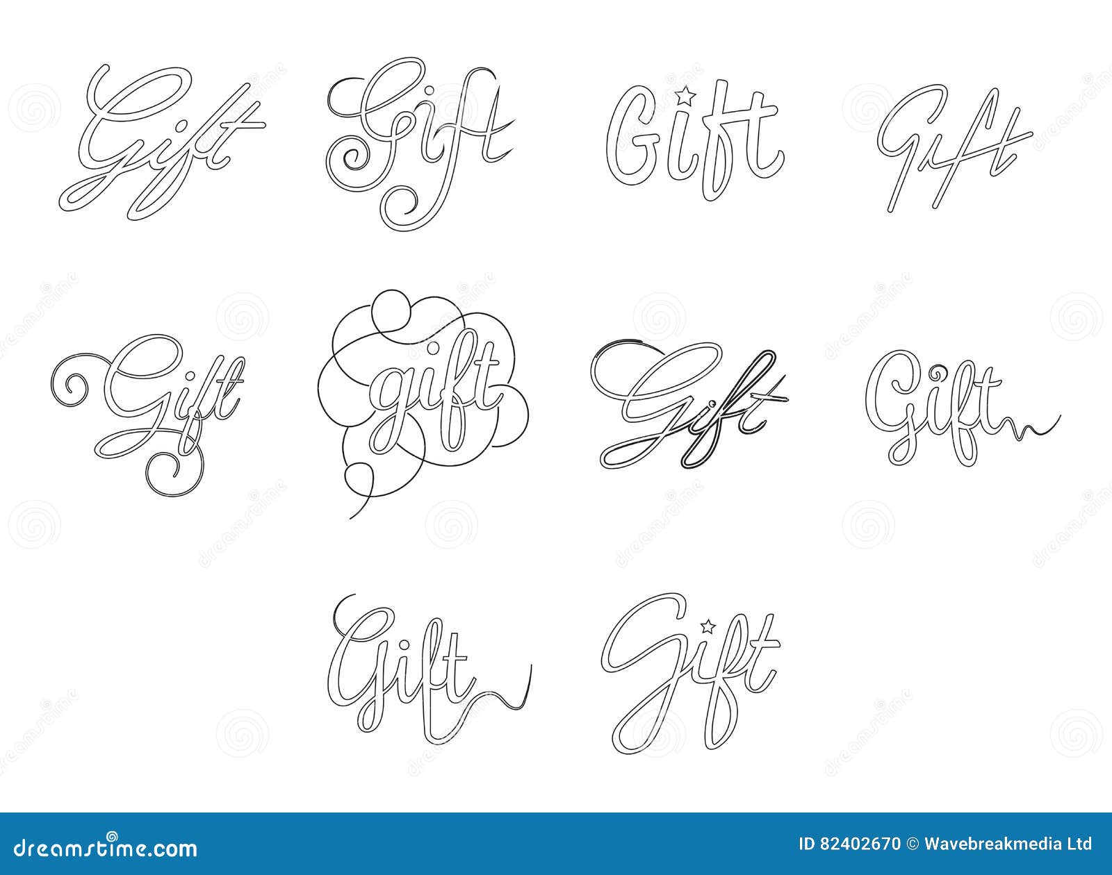 Vector Icon Set of Word Gift Stock Vector - Illustration of cookie ...