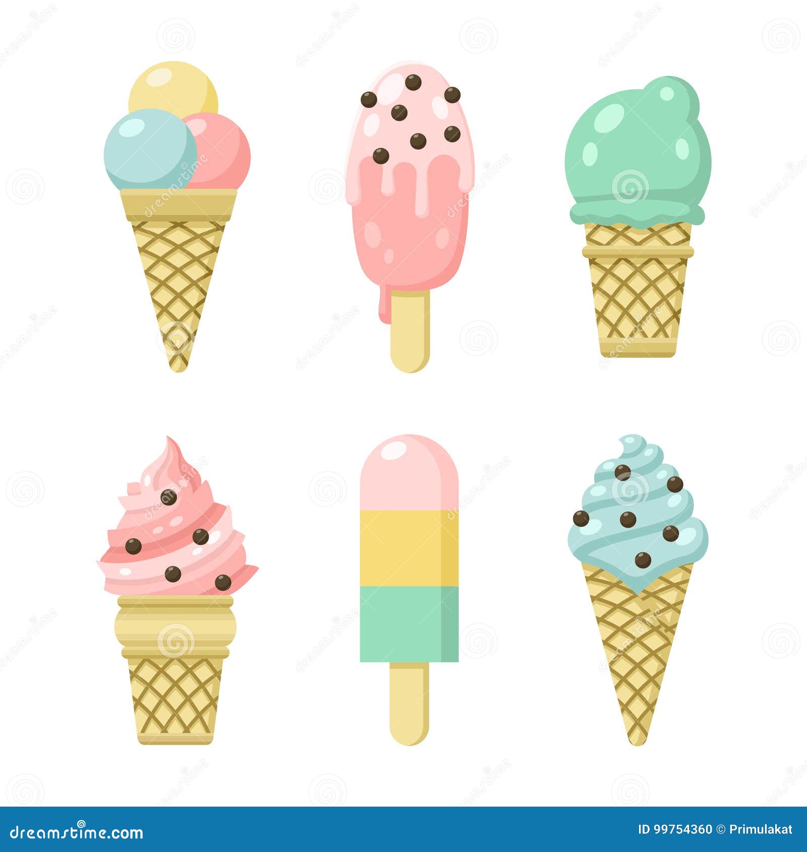 Vector Icon Set of Yummy Colored Ice Cream Stock Vector - Illustration ...