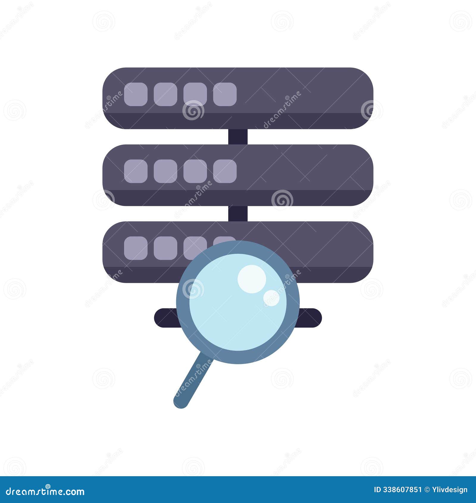 Magnifying Glass Inspecting Database Server Icon Stock Illustration ...
