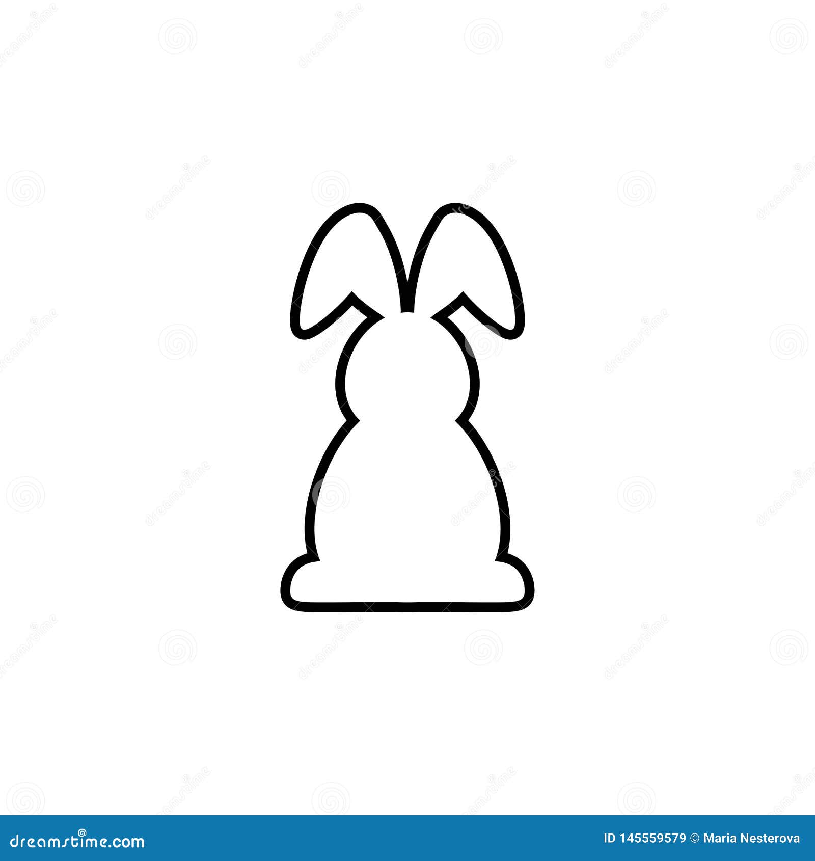 Vector Icon with Silhouette of Sitting Rabbit. White Bunny with Black ...