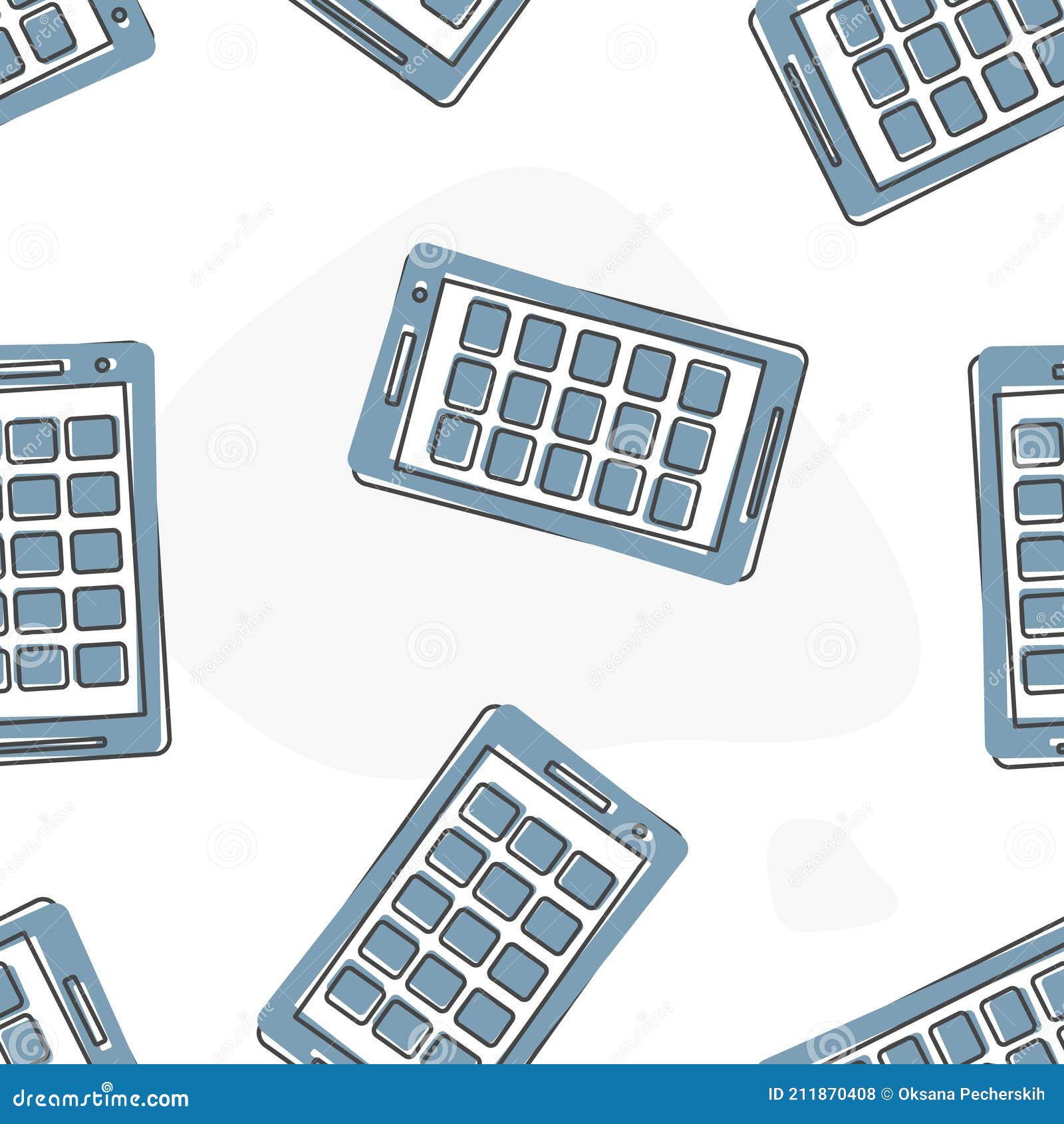 Vector Icon of Smartphone Cartoon Style on Seamless Pattern on a White ...