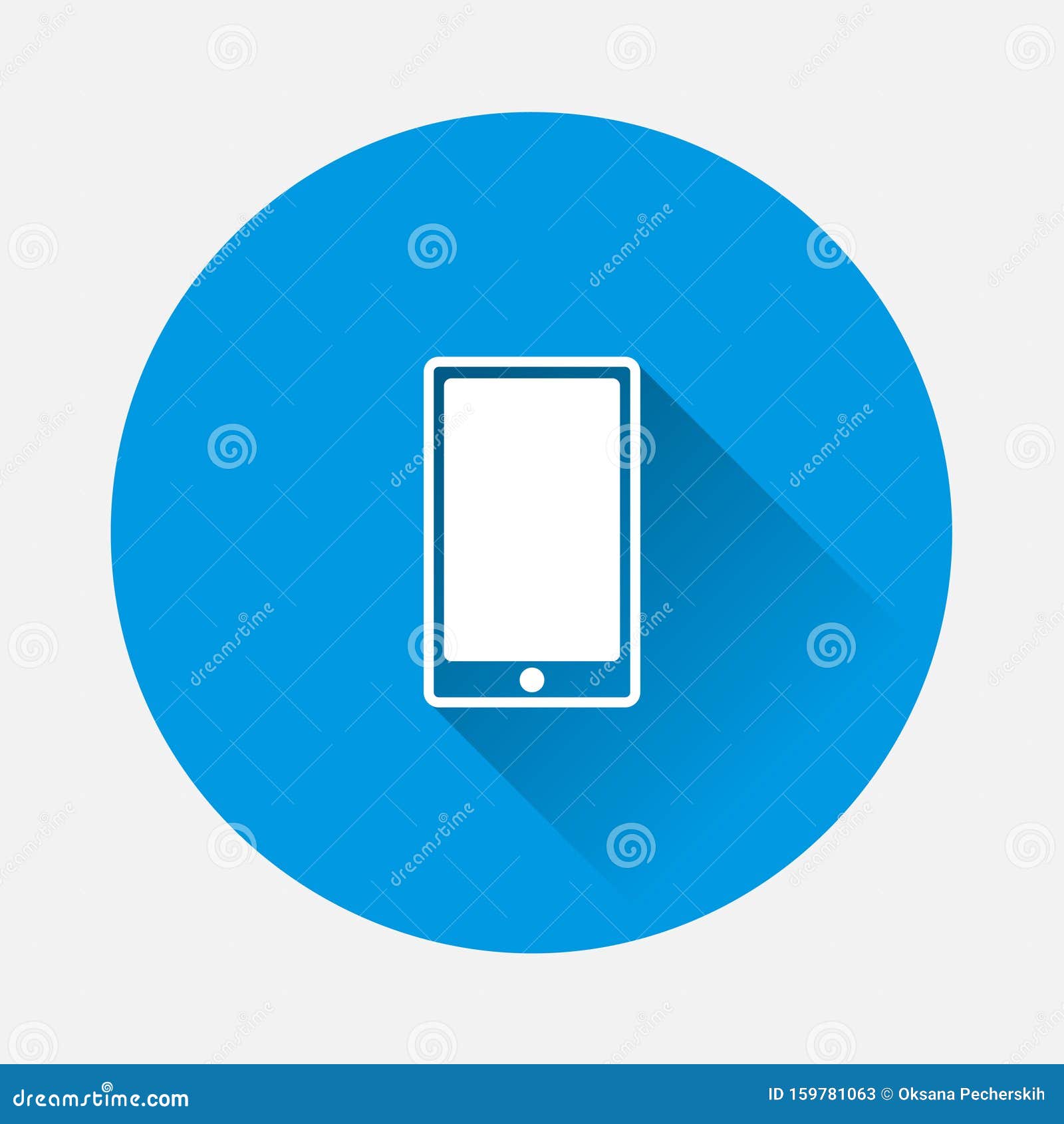 Vector Icon of Smartphone with Icons on Blue Background. Flat Image ...