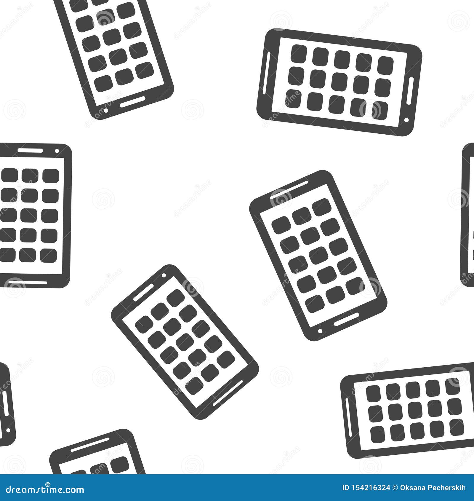 Vector Icon of Smartphone with Icons Seamless Pattern on a White ...