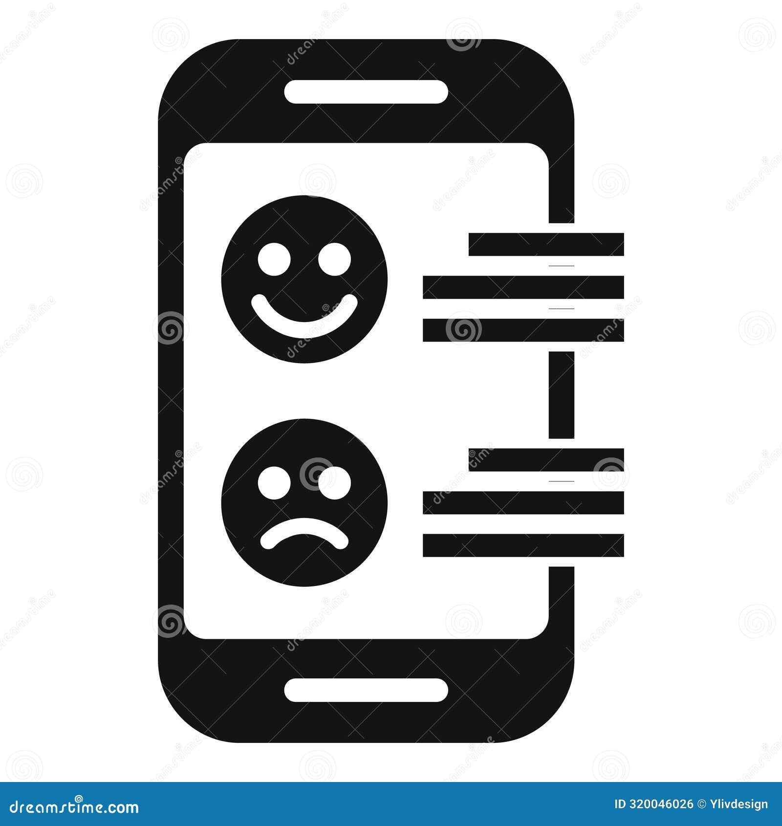 Vector Icon Of A Smartphone Showing Happy And Sad Face Emojis For ...