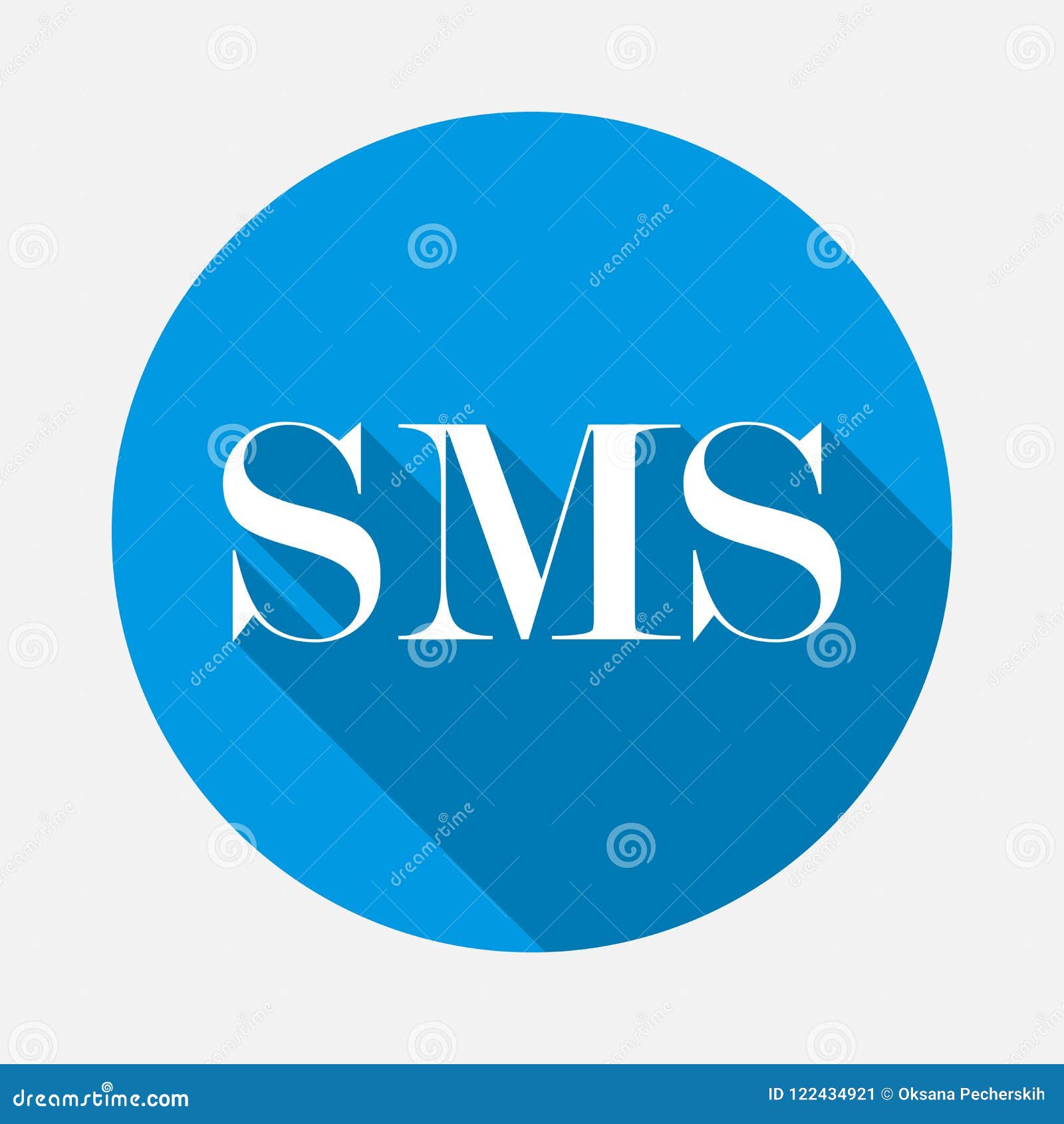 Vector Icon Sms on Blue Background. Flat Image Message with Long Stock ...