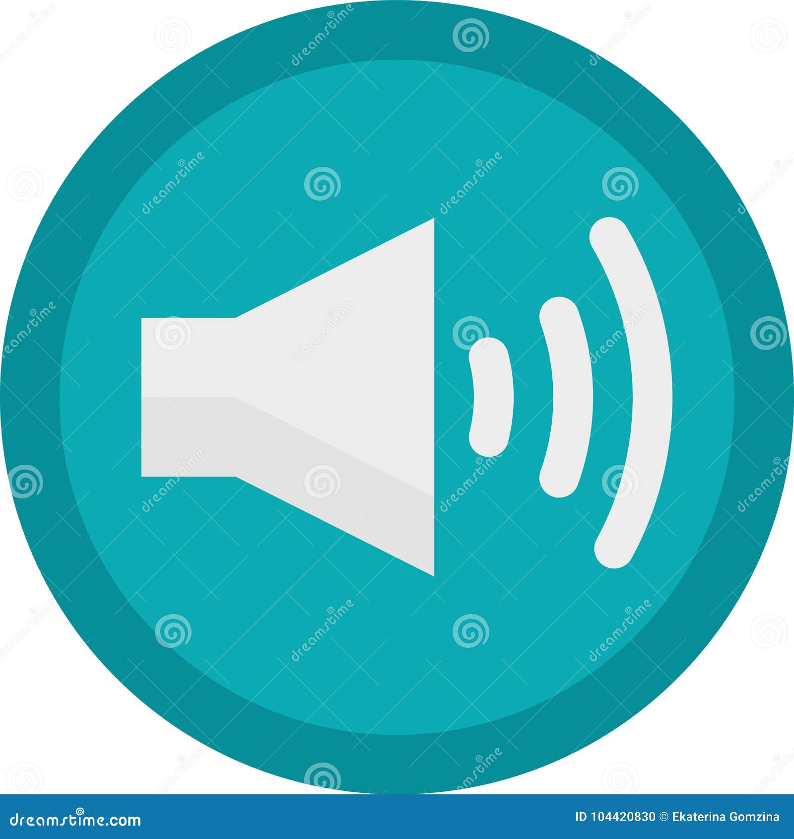 Vector Icon of a Sound on Button in Flat Style without Outline. Pixel ...