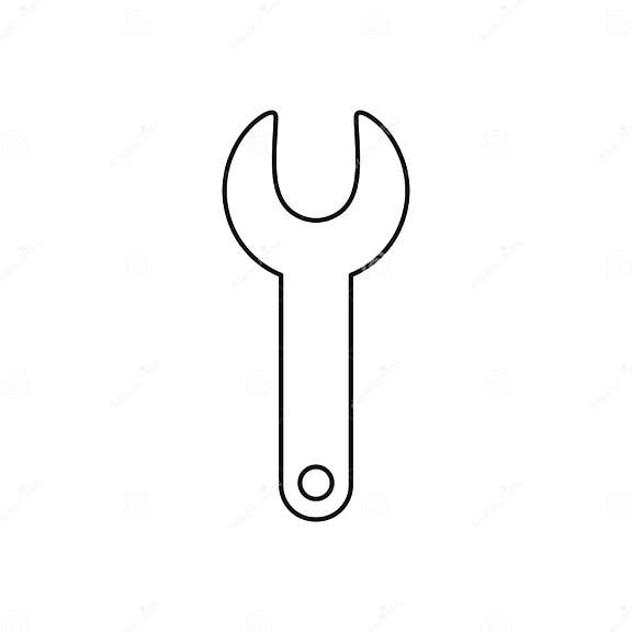 Vector Icon of Spanner. Black Outline Stock Vector - Illustration of ...