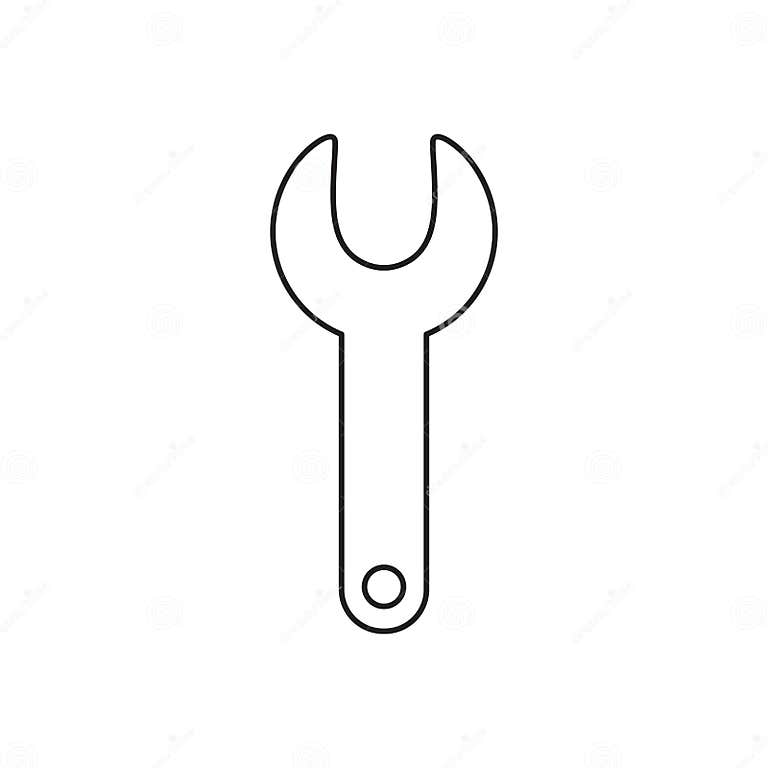 Vector Icon of Spanner. Black Outline Stock Vector - Illustration of ...