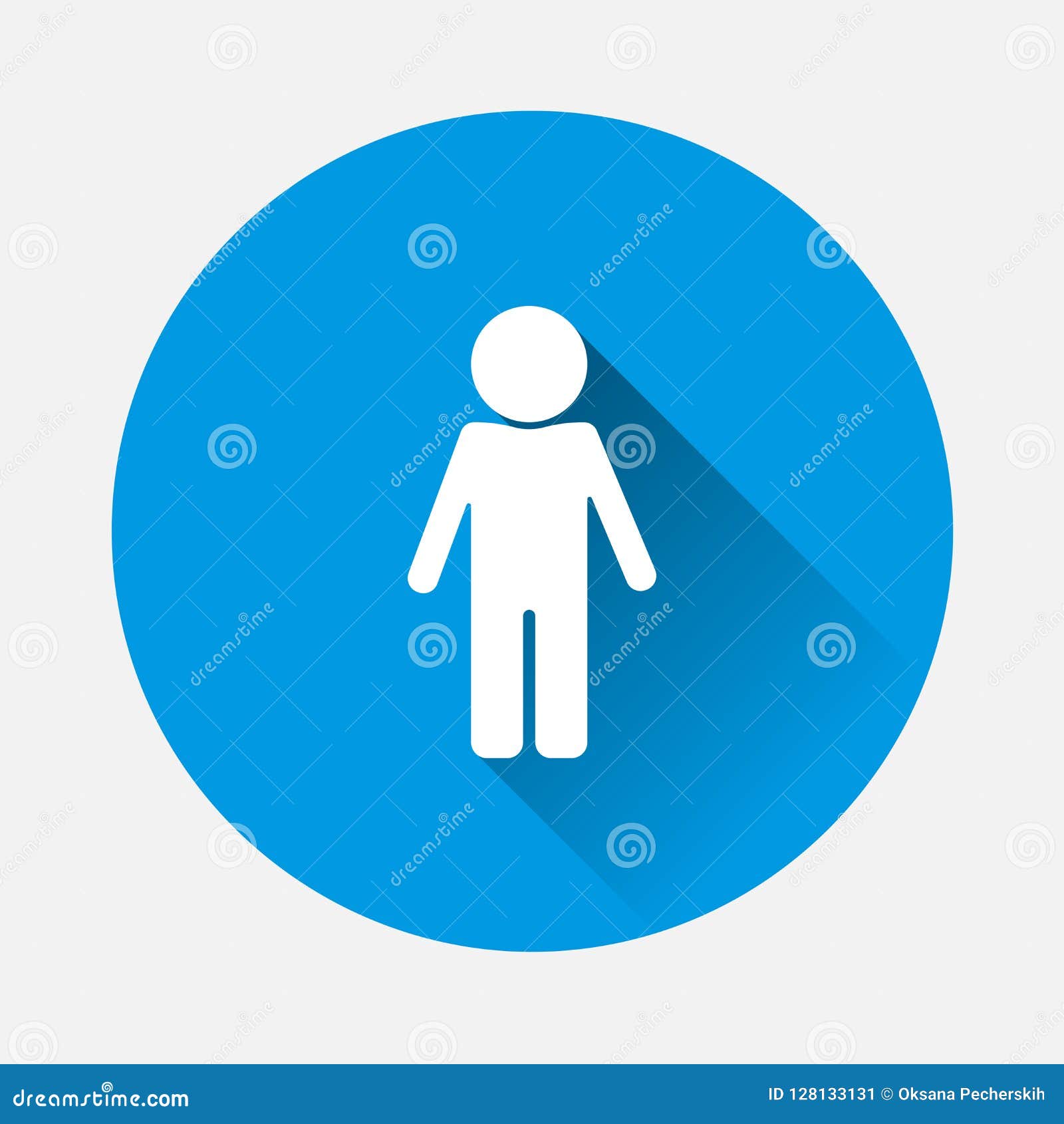 Vector Icon of a Standing Man on Blue Background. Flat Image M Stock ...