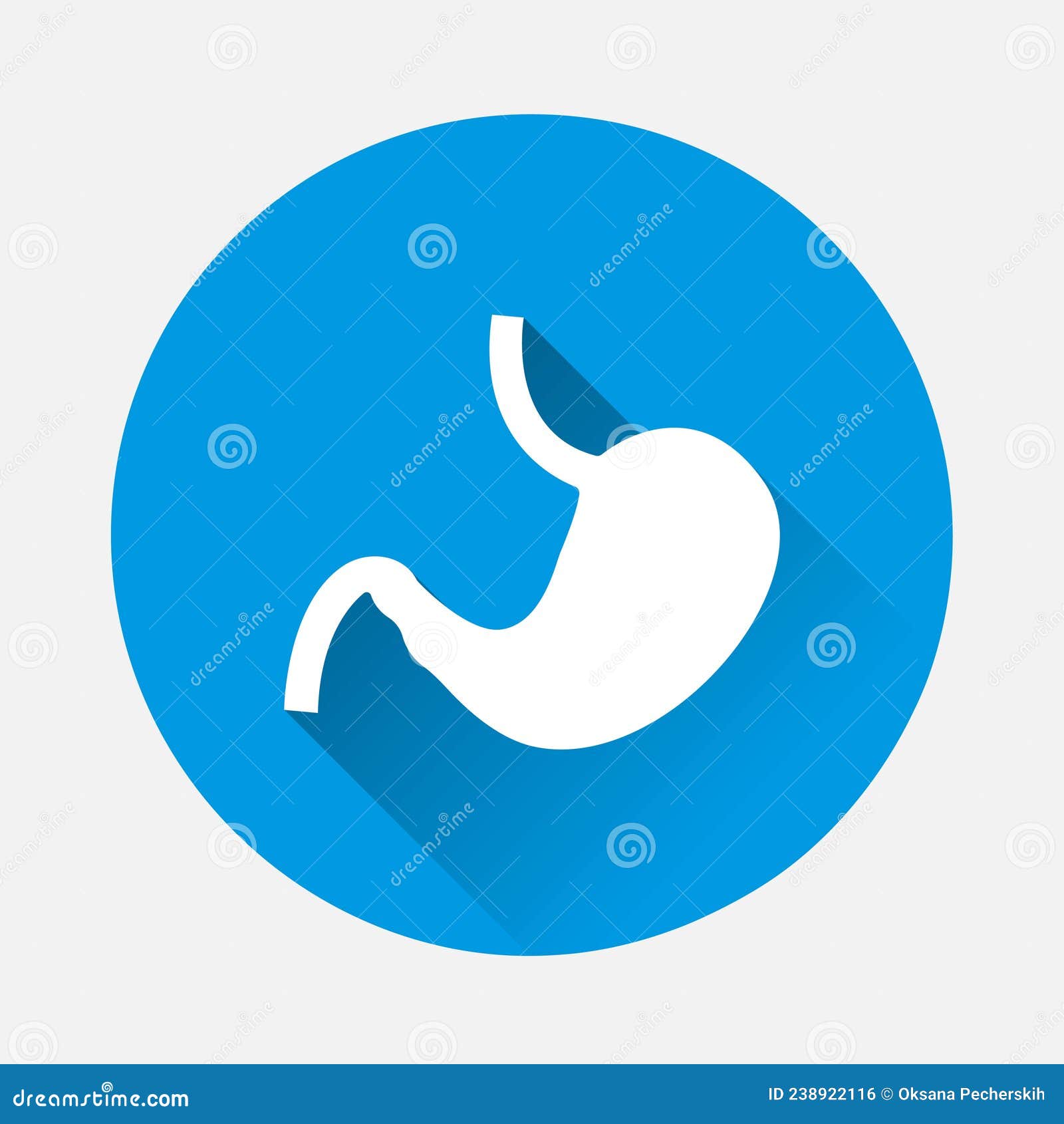 Vector Icon Stomach, Internal Organ Icon on Blue Background. Flat Image ...
