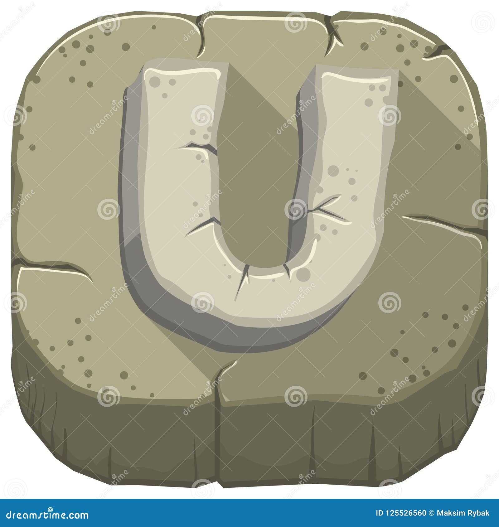 Letter U carved from stone stock vector. Illustration of font - 125526560