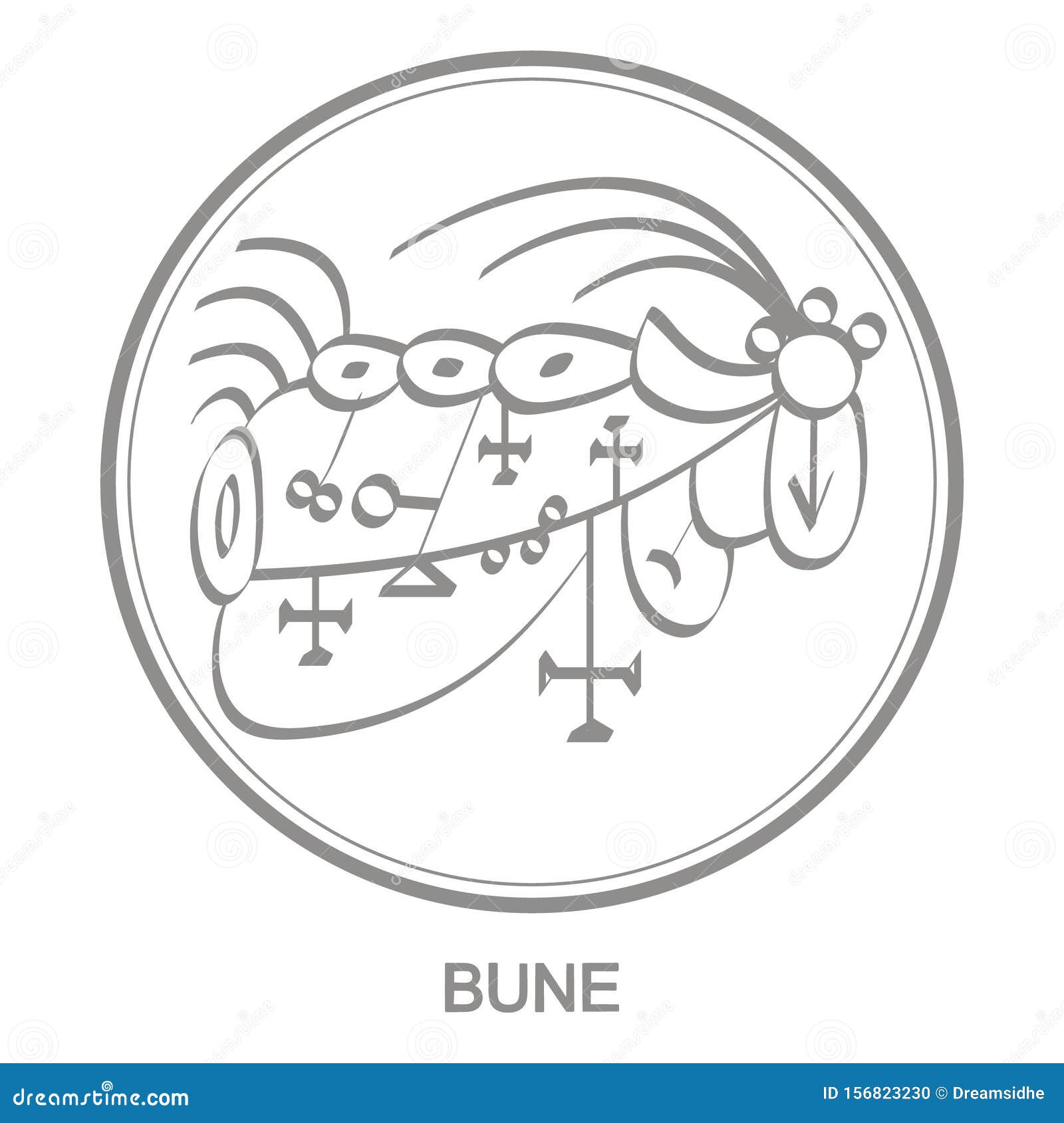 Vector Icon with Symbol of Demon Bune Stock Vector - Illustration of ...