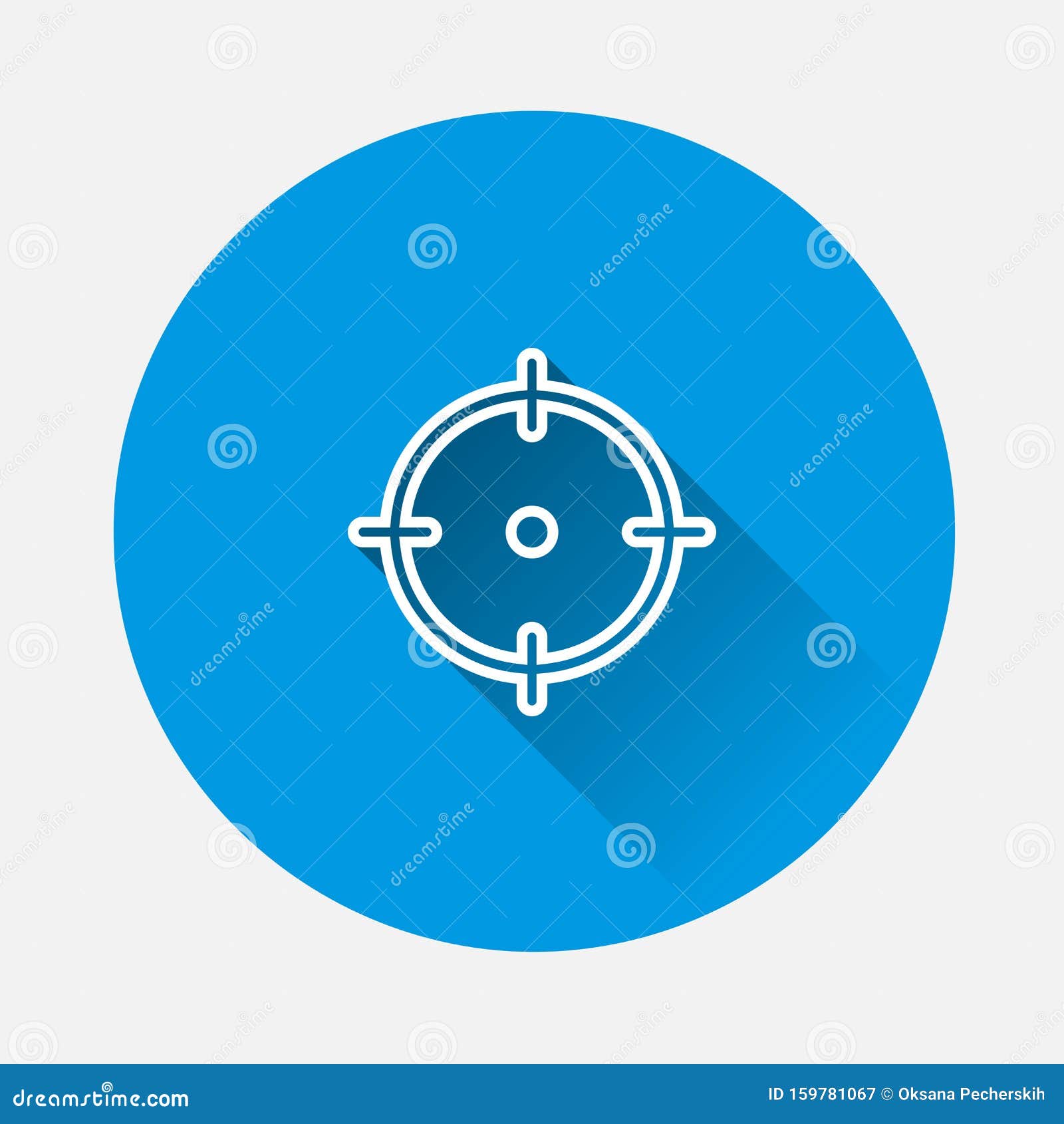 Vector Icon of the Target on Blue Background. Flat Image with Long ...