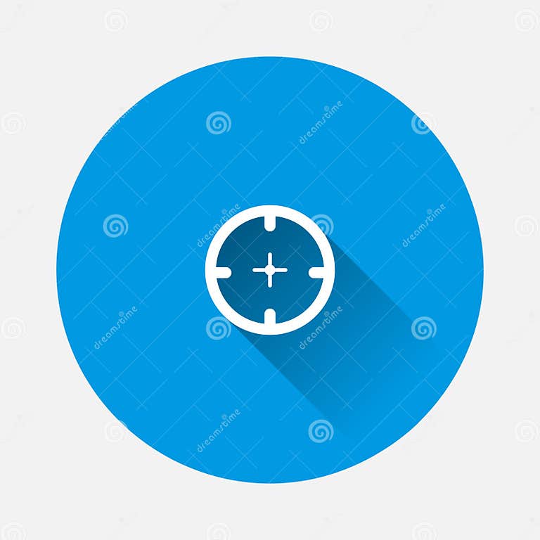 Vector Icon Target Icon on Blue Background. Flat Image with Long Shadow ...