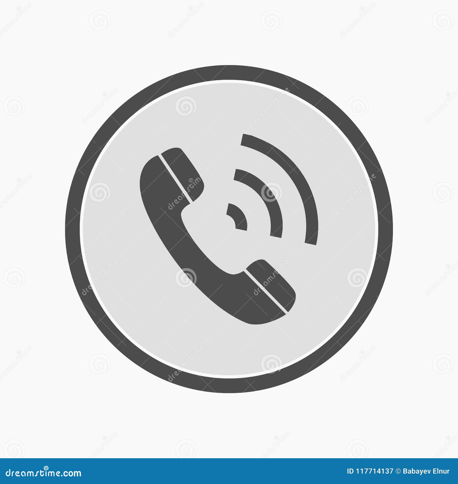 Vector Icon of Telephone Handset Over Black Circle Stock Vector ...