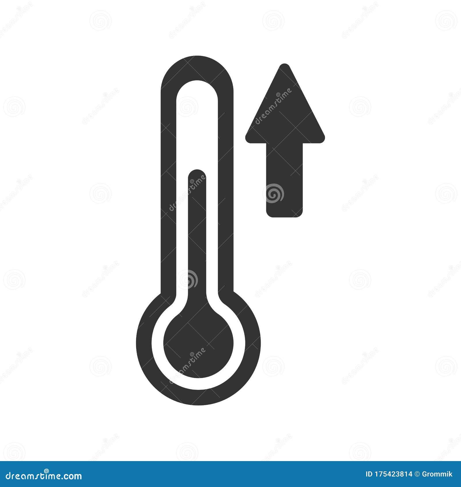 Vector Icon of the Thermometer with an Up Arrow. Rise in Temperature ...