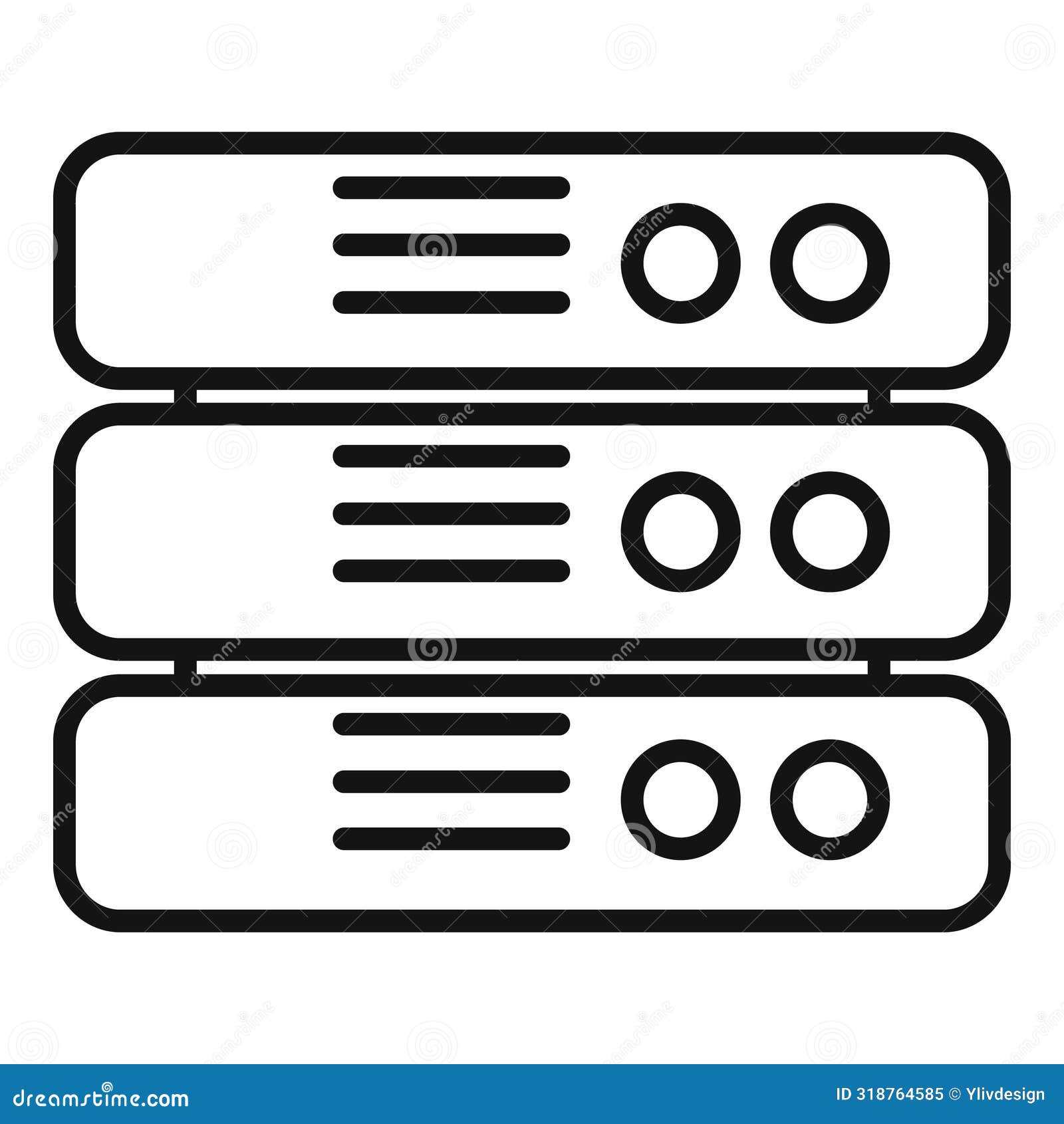 Vector Icon of Three Tiered Network Servers, Isolated on White ...