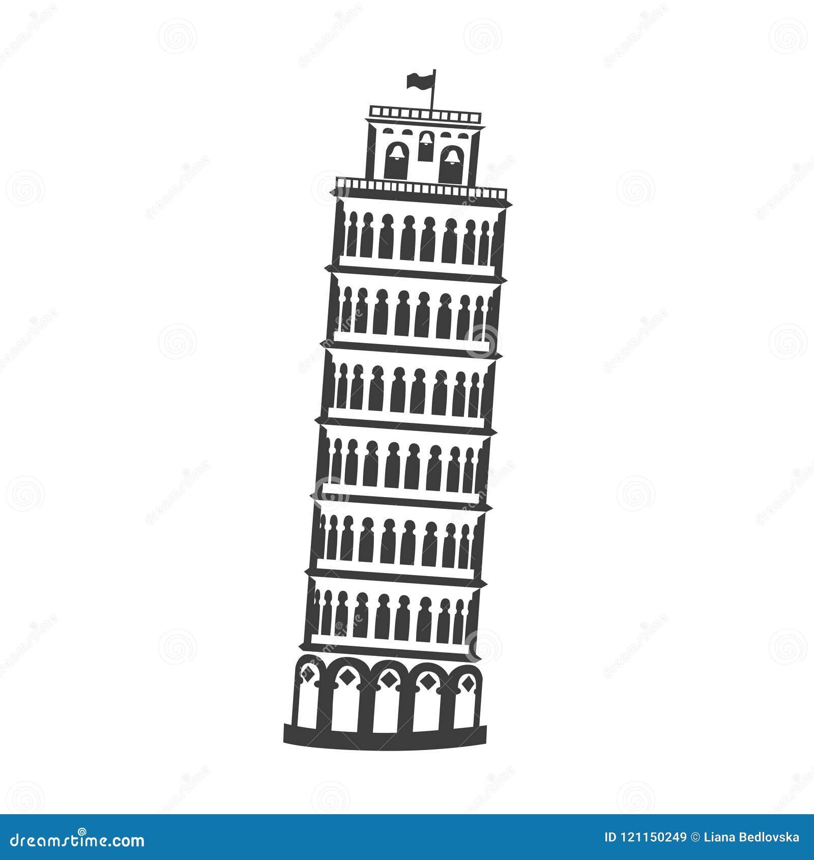 Vector Icon of the Tower of Pisa Stock Vector - Illustration of icon ...