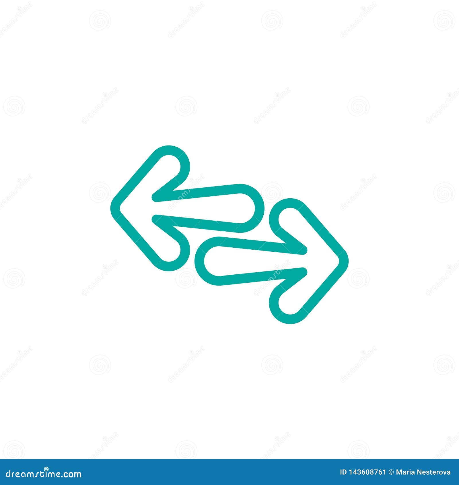 Vector Icon. Two Blue Line Opposite Horizontal Arrows Isolated on White ...