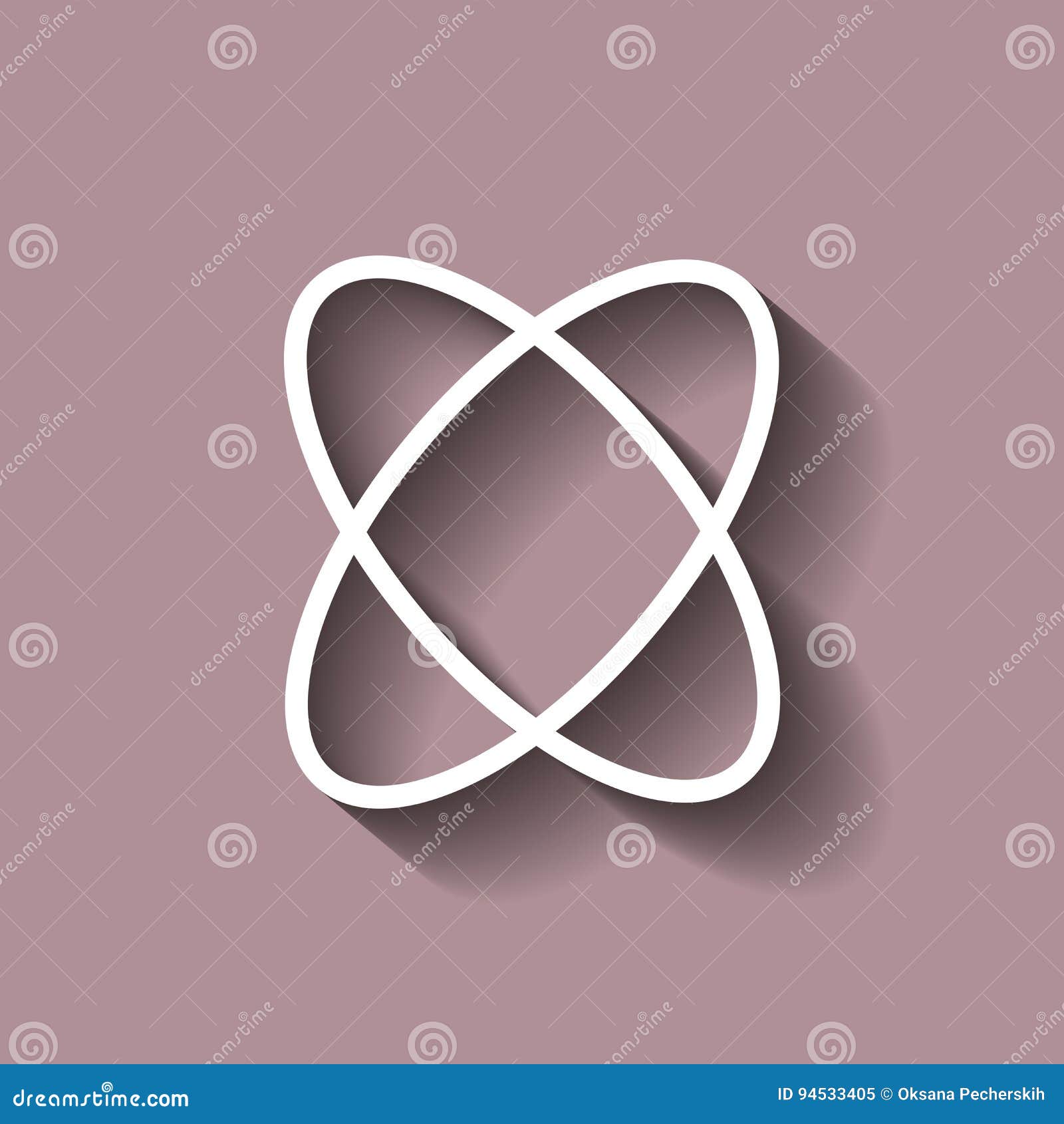Vector Icon of Two Crossed Ovals with Shadow. Intersecting Circles ...