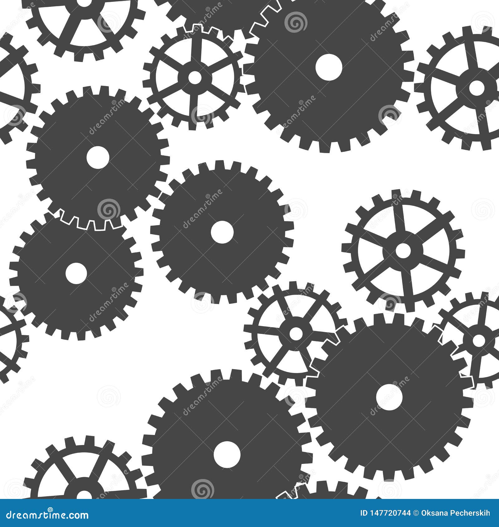 Vector Icon Two Gears. Illustration Gears in Motion Seamless Pattern on ...