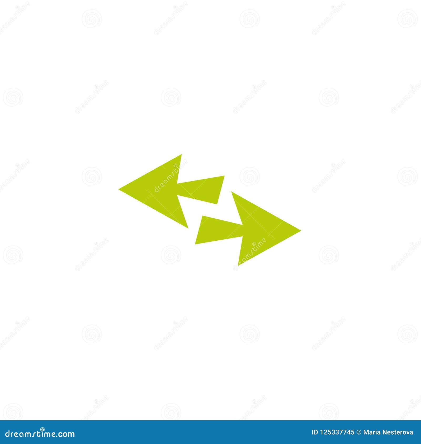 Vector Icon. Two Green Opposite Horizontal Lopsided Arrows Isolated on ...
